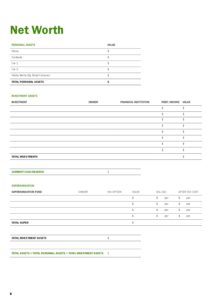 Net Worth Worksheet (Form) | Wealth Train